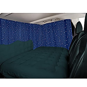 ZATOOTO Car Privacy Divider Curtains - Blue Satin Window Sun Shades - Travel Camping Interior Space Partition Curtain for Family Sleeping