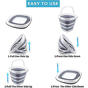 MontNorth Collapsible Basin Bucket,9L Collapsible Dishpan with Drain Plug for Kitchen Sink,5L Portable Foldable Small Plastic Water Supplies for Outdoor Garden Camping Fishing Car Wash(Sets of 2)