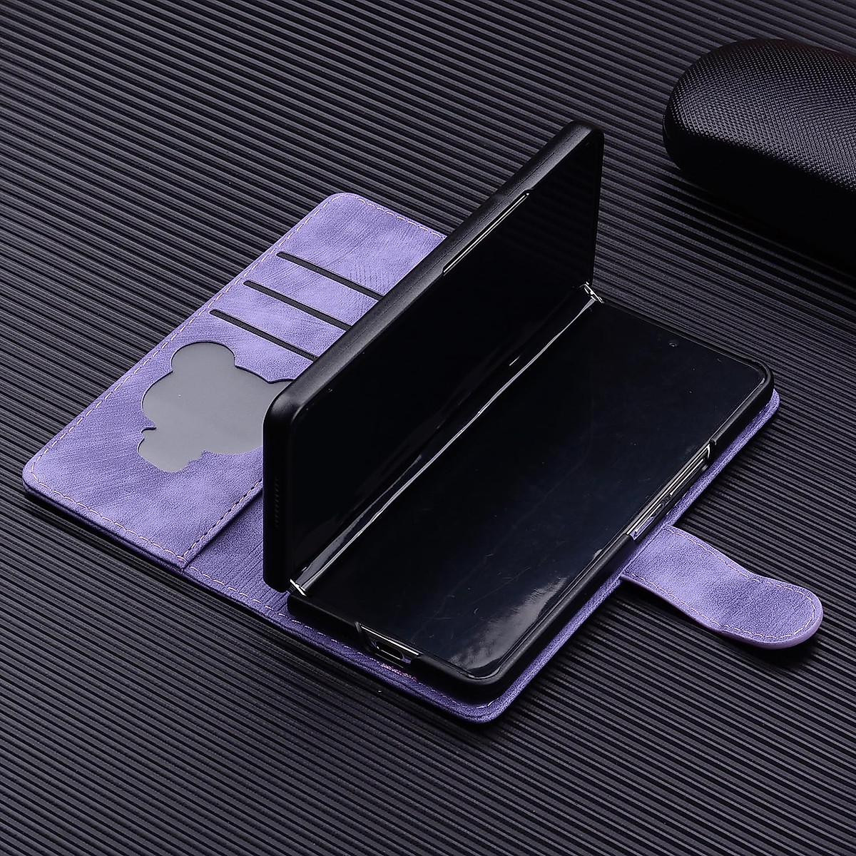 Cellphone Flip Case Compatible With Samsung Galaxy Z Fold 3 5G Wallet Flip Phone Case Embossed Phone Case Leather Case Phone Case Card Slot Phone Case Carrying Wrist Strap Phone Case Compatible With S