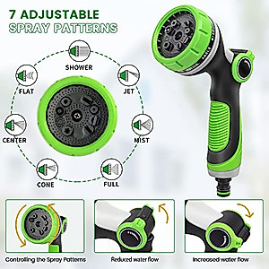 Expandable Garden Hose Water Pipe, 50FT Flexible Water Hose with 7 Function Spray Nozzle, Durable Triple Layer Latex Core Garden Hoses for Gardening Lawn Car Pet Washing