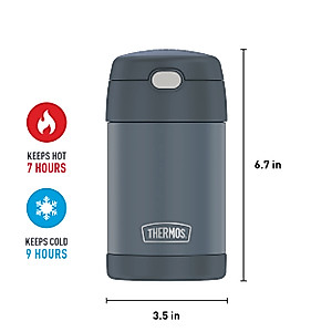 THERMOS FUNTAINER 16 Ounce Stainless Steel Vacuum Insulated Food Jar with Spoon, Stone Slate