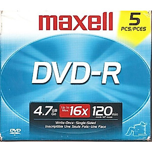 Maxell 5-Pack 4.7GB, 16X, 120-Minute DVD-R