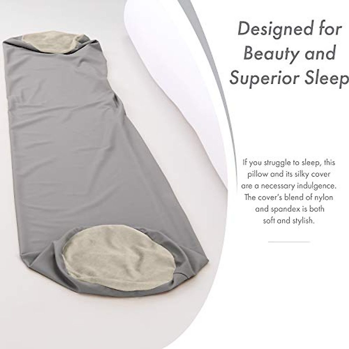 Case Only - Body Pillow Cover Stylish Silky Super Soft - 85% Spandex/ 15% Nylon, Beauty - Anti Wrinkle, Anti Aging Prevention - Breathable Pillowcase Design - Gentle on Hair Size 48 X 8, Stone Grey