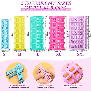 30 Pieces Plastic Hair Rollers - Self-Grip Curlers in 5 Sizes, No Heat Required for DIY Hair Styling and Salon Use