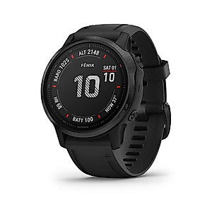 Garmin Fenix 6S Pro, Premium Multisport GPS Watch, Smaller-Sized, features Mapping, Music, Grade-Adjusted Pace Guidance and Pulse Ox Sensors, Black (Renewed)