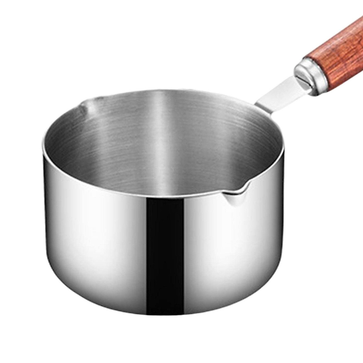 Gralara Stainless Steel Mini Soup Pot Butter Melting Pot Milk Pan with Anti Scald Wooden Handle Small Saucepan for Reheating Soup Stovetop Camping , 125ml