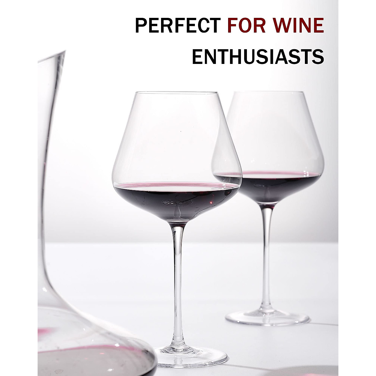 JBHO Polishing Cloth, Wine Glasses Polishing Cloths and Hand Blown Italian Style Crystal Burgundy Wine Glasses