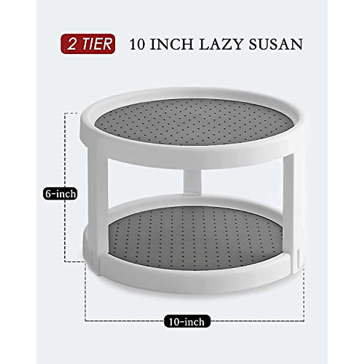 2pcs 1Tier 10inch Lazy Susan, 2pcs 1Tier 12inch Lazy Susan, 1pc 2 Tier Lazy Susan