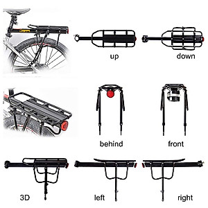 West Biking 110Lb Capacity Almost Universal Adjustable Bike Cargo Rack Cycling Equipment Stand Footstock Bicycle Luggage Carrier Racks with Reflective Logo