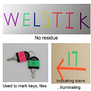 WELSTIK 6-Pack Super Bright UV Blacklight Reactive Fluorescent/Neon Gaffer Tape,6 Colors, 0.6 in x 16.4ft Per Roll, for Black Light Party Supplies