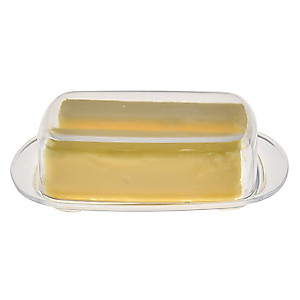 HOME-X Clear Acrylic Butter Dish with Cover, Plastic Covered Cheese Holder with Tray