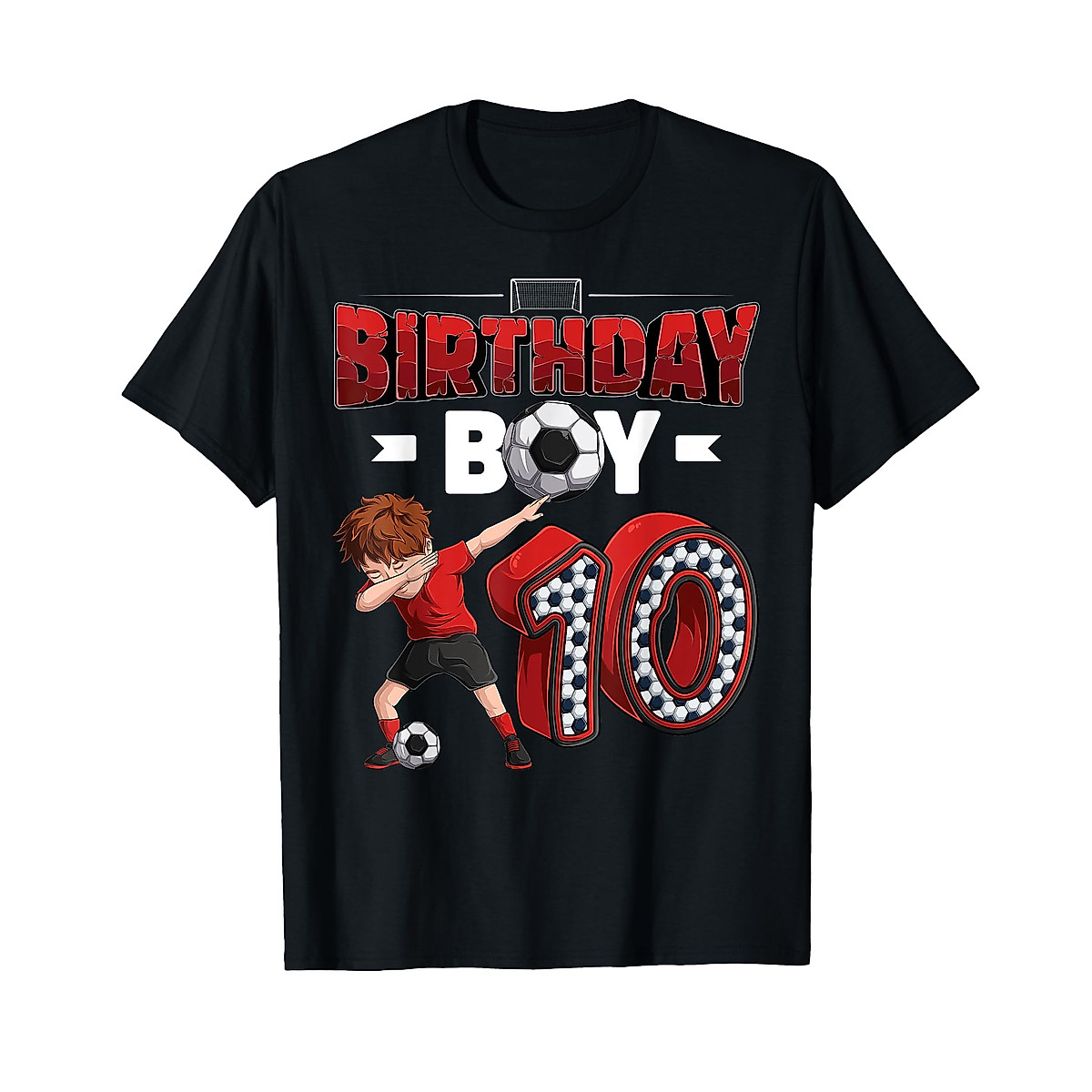 dabbing boy 10 year old Soccer Player 10th birthday party T-Shirt