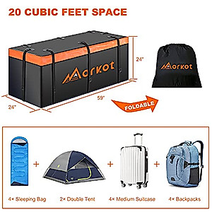 Morkot Hitch Mount Cargo Carrier Bag 100% Waterproof 20 Cubic Feet (59" L 24" W 24" H) Include 8 Reinforced Straps Zipper Lock Fits Car Truck SUV Vans with Basket Hitch Mount