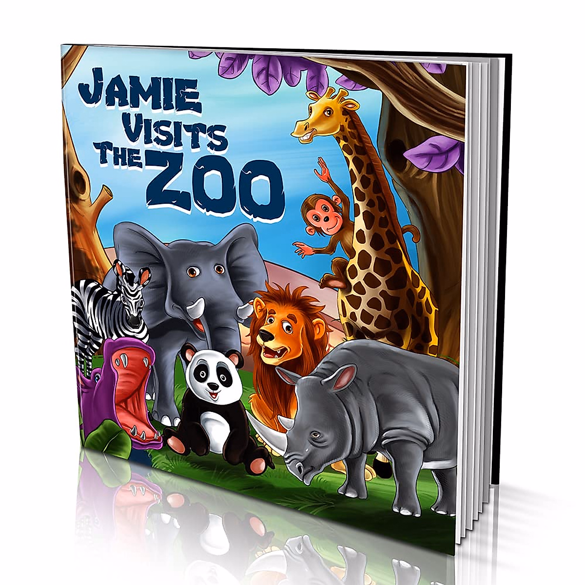 Personalized Story Book by Dinkleboo - Visits The Zoo - for Children Aged 2 to 8 Years Old - A Story About Your Child Going to The Zoo - Soft Cover - Smooth, Glossy Finish (8"x 8")