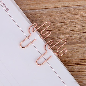 30Pcs Cactus Paper Clips Rose Gold Bookmarks Metal Marking Clips for Office Supplies School Gifts Wedding Decoration