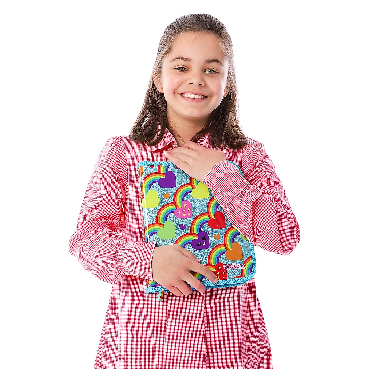 GirlZone Jumbo Rainbow Arts & Crafts Filled Stationery Pencil Case for Girls, 43 Pieces