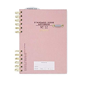 Designworks Ink Standard Issue No. 12 Dusty Pink Undated Planner Notebook Journal with Lined Pages, Elastic Pen Holder, and Durable Spiral Binding for Work, Writing, Journaling - 6" x 8.25"