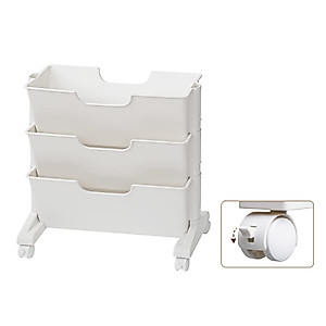 White 3-Tier Rolling File Cart, Utility Cart with Spinner Wheels Classroom Desk Side Bookshelf for Students, Teachers, File Organizer and Classroom, Library Storage Bookshelves