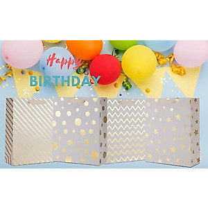 UNIQOOO 12PCS Metallic Gold Christmas Gift Bags Bulk with Handle, Large 12.5 x10 Inch, Assorted Modern Geometric Paper Gift Wrap Bags, For Valentines Day Holiday Birthday Wedding Gift Packaging Decor