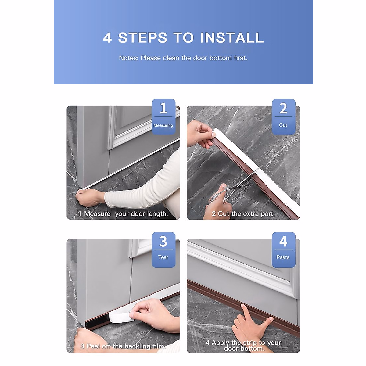 Eweniar Door Draft Stopper for Bottom of Door 39" Cuttable Weather Stripping Blocking Cold Air
