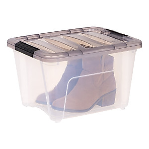 IRIS USA 19 Quart Stack & Pull Clear Plastic Storage Box, Gray, 5 Pack