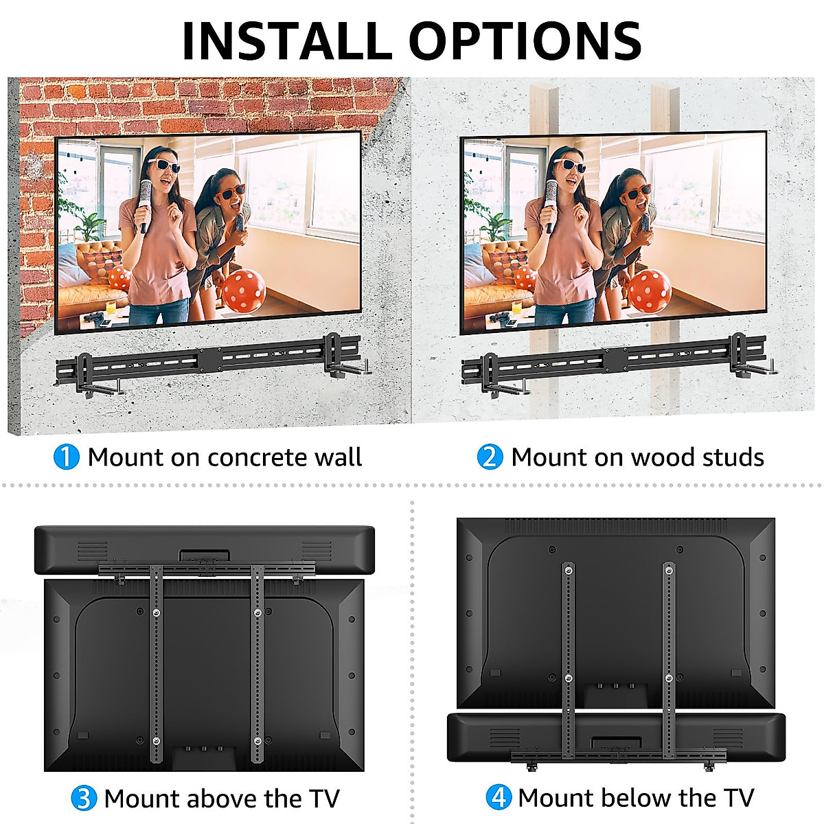 MOUNTUP Universal Soundbar Mount Mounting above or Under TV, Sound Bar Bracket With 31.5" Longer Bracket for Large TV VESA, 6.5" Holder Swivel to Fit Various Soundbar, Up to 15LBS, Saving Space MU9122