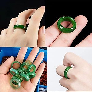 GIGB PBDK Natural Green Crystal Ring for Woman Man,Good Luck Crystal Ring Green Crystal Rings Fengshui Cinnabar Ring Jewelry
