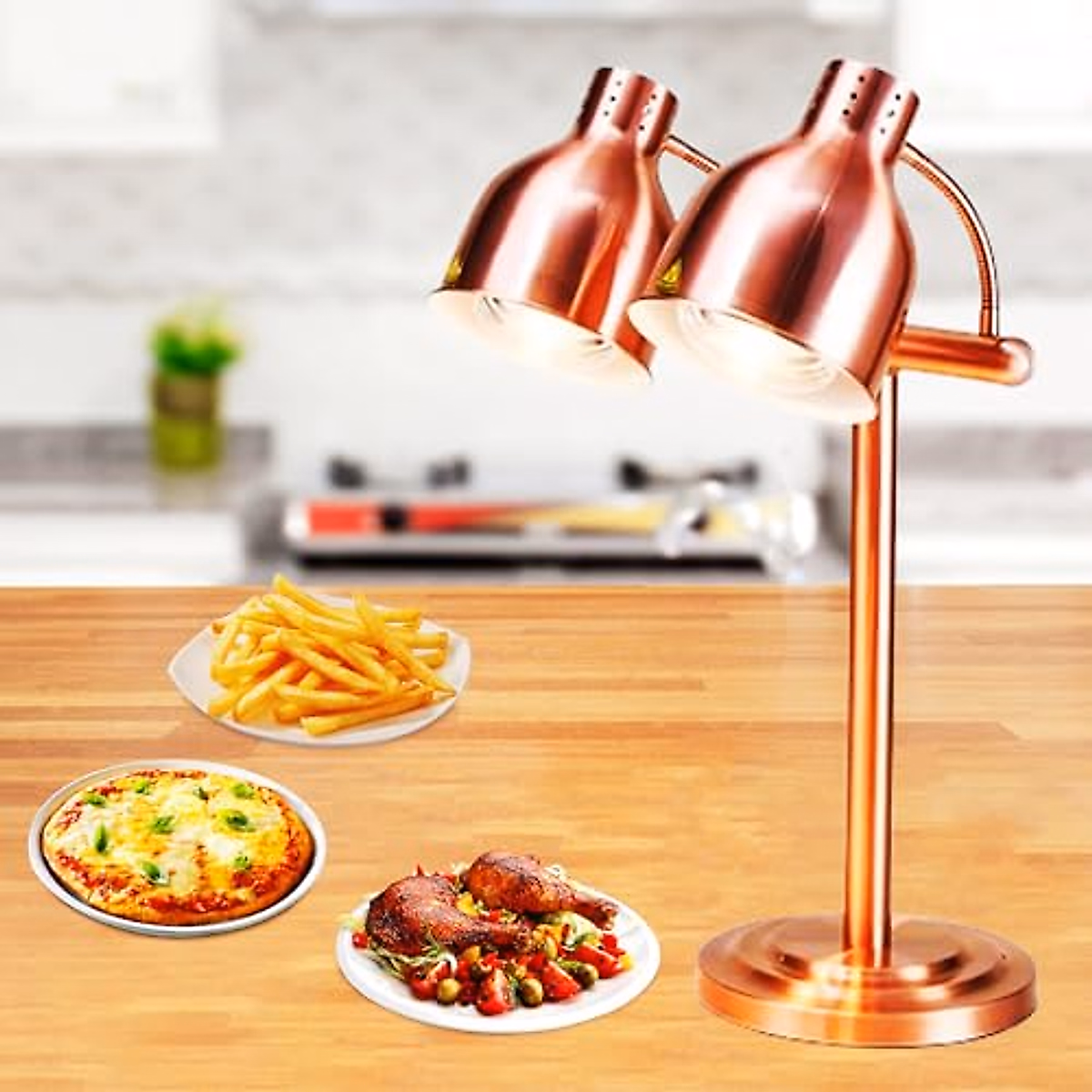WTTTTW Portable Food Heat Lamp, Commercial Food Warmer Lamp, Free-Standing Heat Lamp for Food, Catering Food Warming Lamp for Buffet Parties,Brown