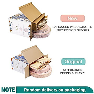 WDF 30Guest Pink Plastic Plates & Gold Plastic Silverware With Pink Handle-Baroque Pink &Gold Plastic Dinnerware for Upscale Wedding &Parties, Mother's Day