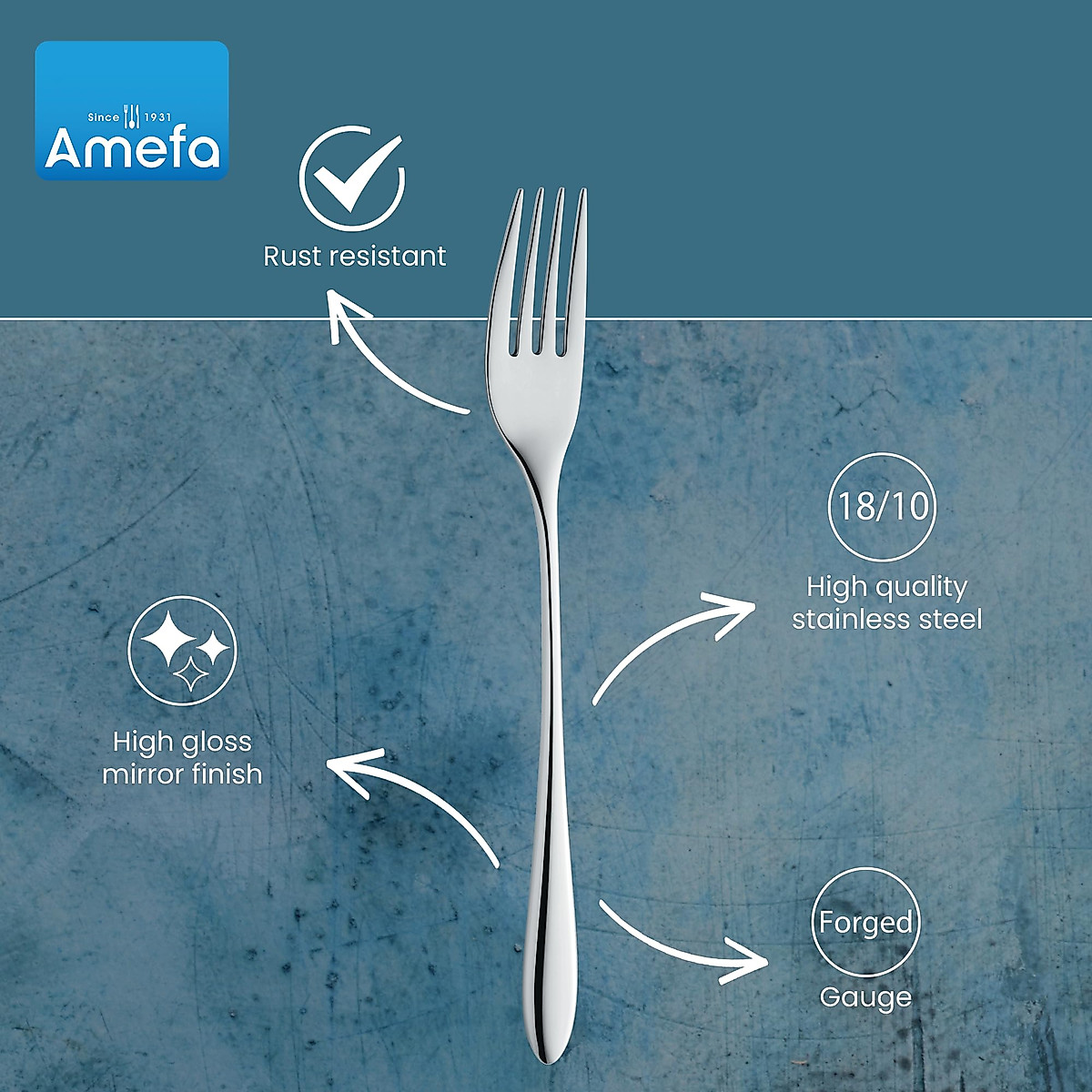 Amefa Cuba 20-piece Premium 18/10 Stainless Steel Flatware Set, High Gloss Mirror Finish, Silverware Set Service for 4, Dishwasher Safe, Rust resistant Cutlery.