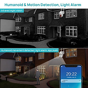 SOVMIKU Wireless Security Camera System,3MP Outdoor WiFi Camera for Home,PTZ,360°View,Auto Tracking,2 Way Audio,Color Night Vision,Siren/Motion/Light Alarm,8Ch Expandable,Alexa,24/7 Record,2.4G WiFi