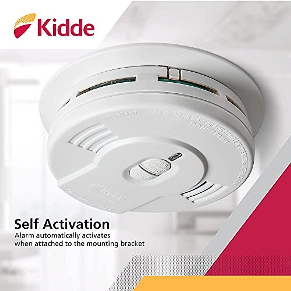 Kidde Smoke Detector, 10-Year Battery, LED Indicators, Replacement Alert, Test-Reset Button, 6 Pack