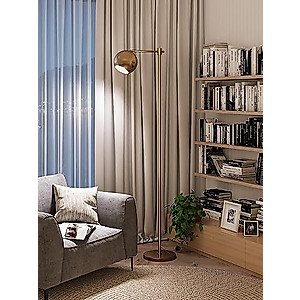 addlon Globe Gold Floor Lamp, 63 Inches Remote Control Mid Century Modern Floor Lamp with Metal Dome Shade,Antique Standing Lamp Adjustable for Living Room Reading Bedroom Home Office