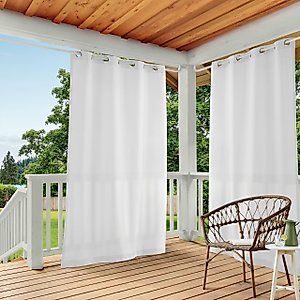 Exclusive Home Cabana Solid Indoor/Outdoor Light Filtering Grommet Top Curtain Panel Pair, 54"x108", Winter White