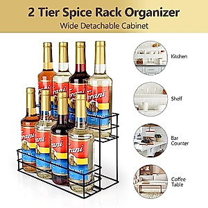 kimilus 8 Bottle Capacity Coffee Syrup Organizer 2 Tier Coffee Syrup Stand Shelf for Coffee Bar Kitchen Small Wine Rack for Bar Family Storage for Syrup Wine Dressing