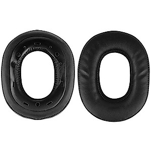 Geekria QuickFit Protein Leather Replacement Ear Pads for Sony MDR-HW700, MDR-HW700DS Wireless Headphones, Replacement Ear Cushion/Ear Cups/Ear Cover, Headset Earpads Repair Parts (Black)