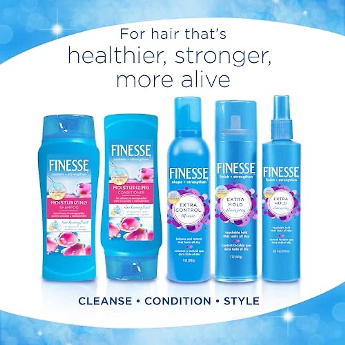 Finesse Restore + Strengthen Moisturizing Shampoo, 13 oz (Pack of 6), Moisturize & Repair Dry or Damaged Hair for Soft, Healthy Looking Hair