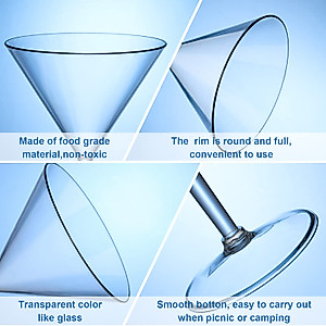 Plastic Martini Glasses 10 oz Acrylic Unbreakable Cocktail Glasses Plastic Cups Dessert Cocktail Cups Drinkware Drink Glassware for Mousse Home Bar Restaurant Wedding Festival Party Supply (12 Pieces)