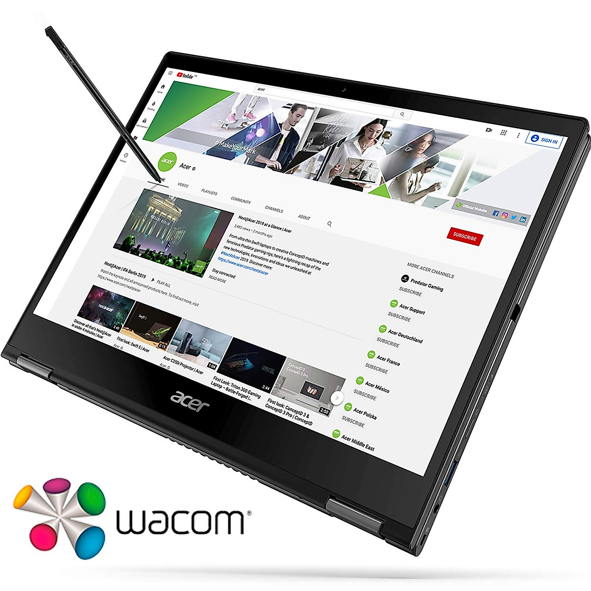 Acer Spin 5 SP513-54N-58XD Convertible Laptop-, 13.5' 2K IPS Touch, Intel i5-1035G4, 8GB LPDDR, 256GB SSD, Rechargeable Active, Windows 10 Pro Predator Rolltop Jr. Smoky White