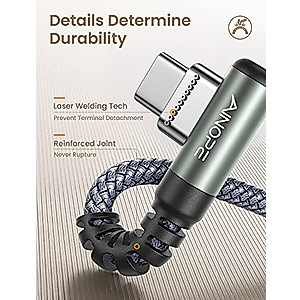 AINOPE USB C to USB C Cable 60W [One-Pack 1.5ft] USB Type C Cable Right Angle, Compatible with Samsung Galaxy S21 S20, Note 20 Ultra 10, MacBook Air/Pro 13'', iPad Mini 6/Pro/Air,Pixel-Grey