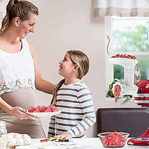 Food Meat Grinder Attachments for KitchenAid Stand Mixers, Excellent Food Grade Meat Grinder Accessories Meat Mixer Attachment Including 2 Sausage Stuffer Tubes Rust-proof and Durable