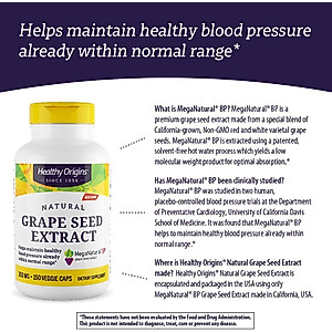 Healthy Origins MegaNatural BP-Grape Seed Extract, 300 mg - Blood Flow Support - Premium Grapeseed Extract Capsules - Non-GMO & Gluten-Free Supplement - 150 Veggie Capsules