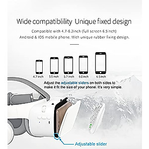 VR Goggles for iPhone and Android Phones, 3D Virtual Reality Vr Headset/Glasses with Wireless Headphones for Imax Movies & Play Games with Remote Controller
