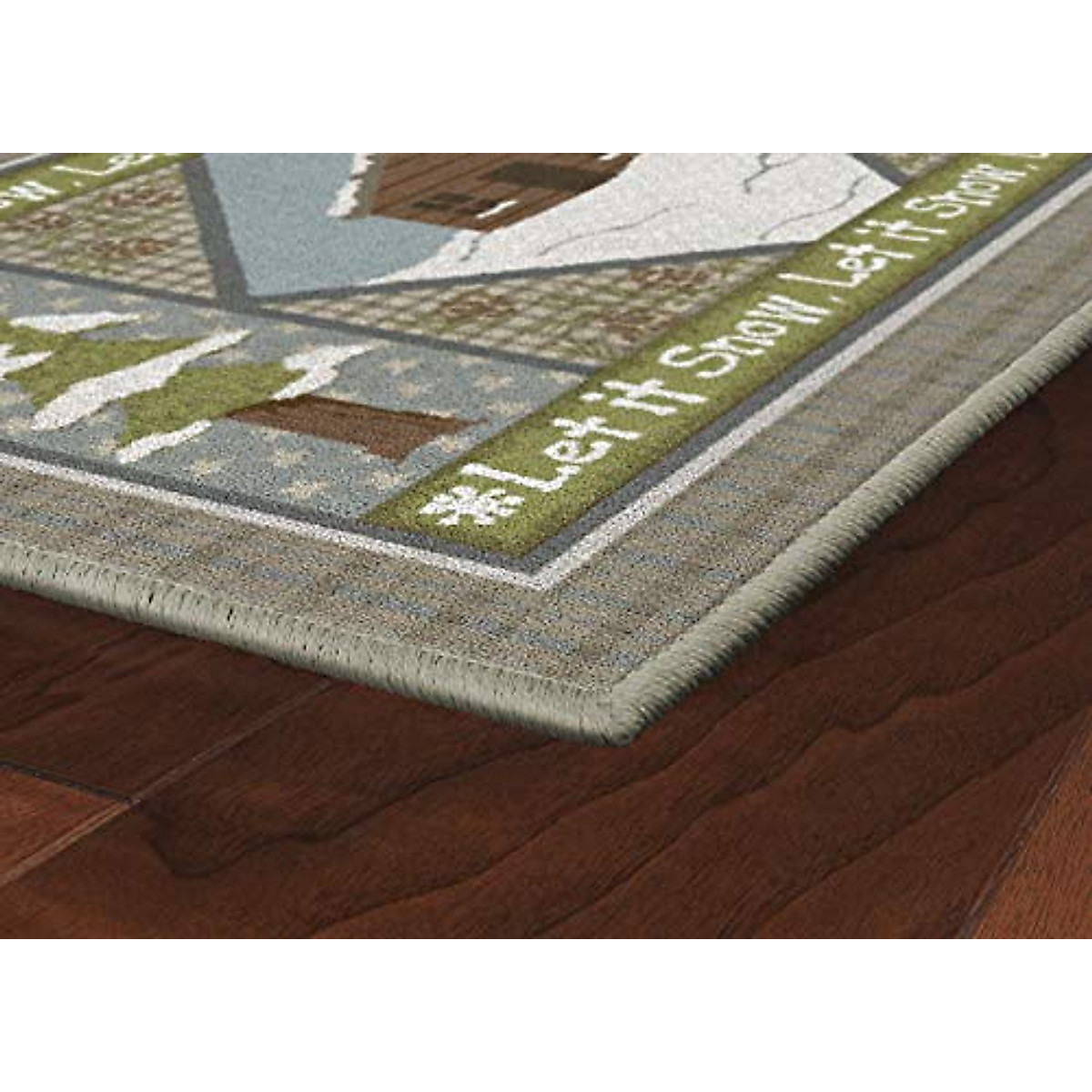 Brumlow MILLS Snow Cabin Washable Let It Snow Print Indoor or Outdoor Holiday Rug for Living or Dining Room Mat, Bedroom Carpet and Kitchen Runner Rug, 30" x 46", Neutral