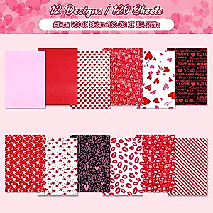 120 Sheets Tissue Paper Gift Wrapping Paper 12 Design Red Heart Pattern Decorative Paper Art Tissue for Mother's Day Wedding Birthday Baby Shower Gift Bag Decoration
