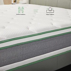 Novilla California King Mattress 12 Inch Hybrid Mattress in a Box, Innerspring Mattress with Gel Memory Foam for a Cool Sleep, Pressure Relief, Medium Firm Mattress with Pillow Top, Groove