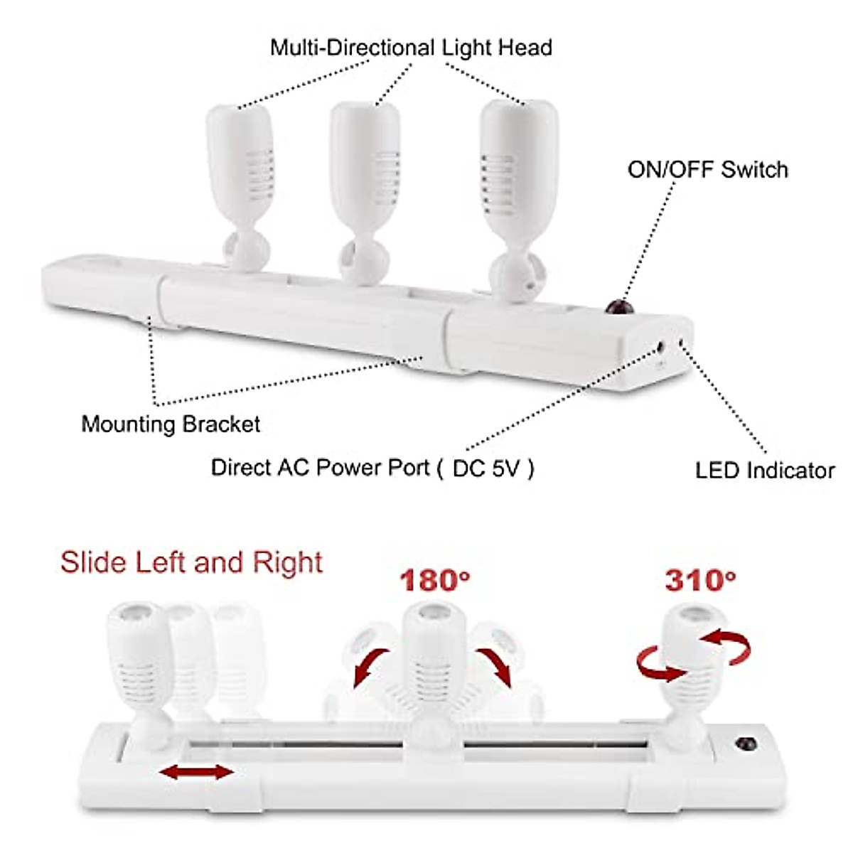 BIGLIGHT LED Track Light, Dimmable Accent Lighting with Rotatable Heads, Plug in Spotlight with Remote Control for Highlight Kitchen Counter Cabinet Gallery Picture Bathroom Basement Artwork