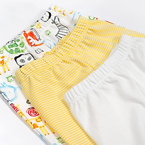 QGAKAGO Newborn Baby Footed Pants 3 Pack Cotton Casual Leggings Pants 0-12 Months (0-3 Months,Elephant)