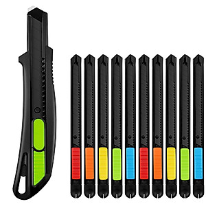 FantastiCAR Snap Off Retractable Box Cutter Utility Knife with Soft Material or Metal Handle Grip, Simple Blade Change and Auto-lock Design, for Heavy Duty Jobs (9mm and 18mm)