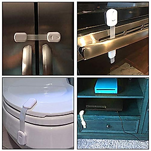 12 Pack Baby Proofing Cabinet Strap Locks - Vkania Kids Proof Kit - Child Safety Drawer Cupboard Oven Refrigerator Adhesive Locks - Adjustable Toilets Seat Fridge Latches - No Drilling